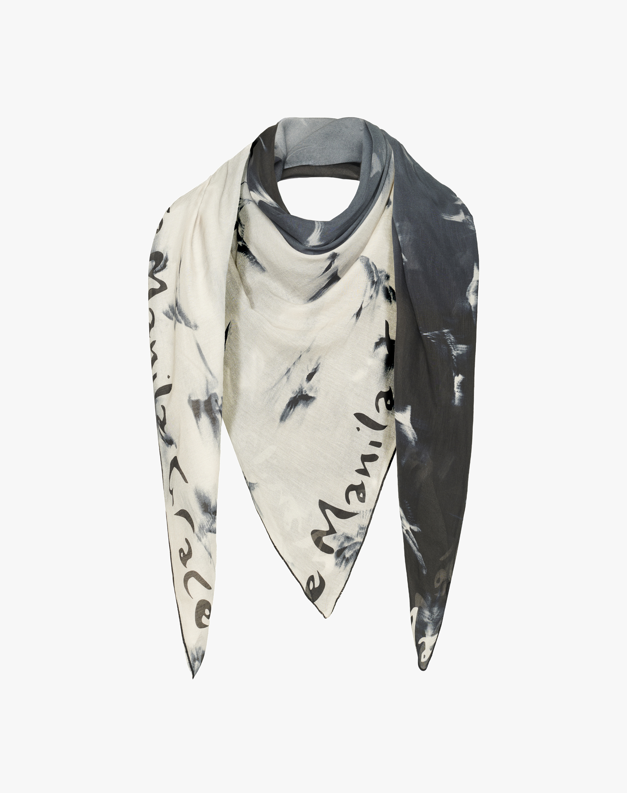 Manila Grace Signature Scarf In Cotton And Silk BLACK | Manila Grace