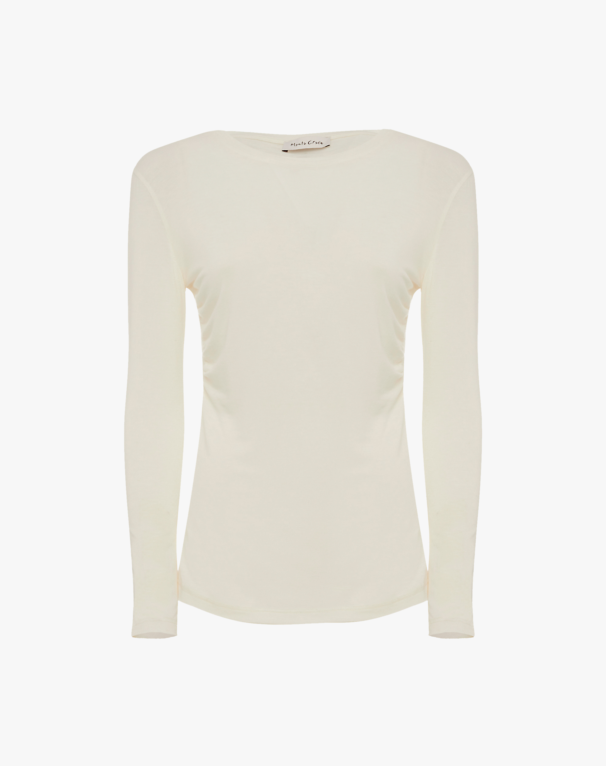 Long-Sleeved Stretch Jersey T-Shirt OFF WHITE | Manila Grace